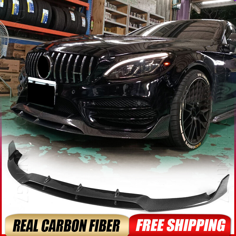 REAL Carbon Fiber Front Bumper Lip For Mercedes-Benz W205 C205 C63 ...