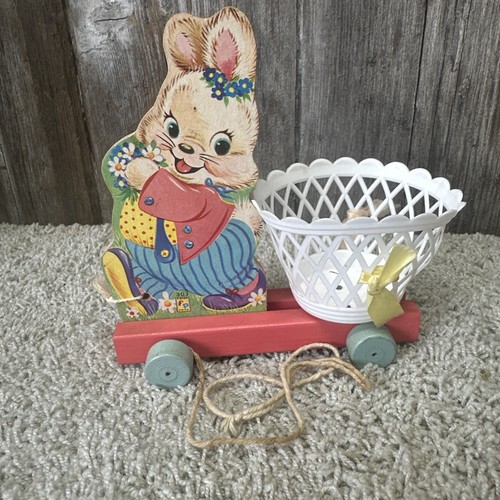 FISHER PRICE Easter Bunny Pull toy #303 w/ Basket | eBay