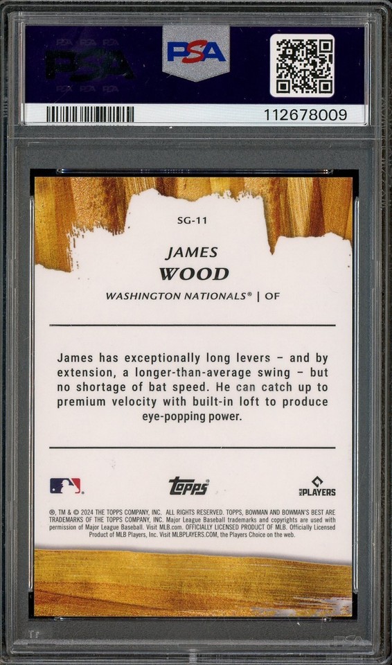 2024 Bowman's Best Strokes Of Gold #SG11 James Wood Nationals Case Hit ...