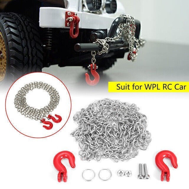 For WPL B14 B-16 B-24 C14 RC Military Truck Metal Trailer Hook Chain ...