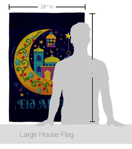Festival of Breaking Fast Burlap House Flag-2 pcs Pack Religious Eid al ...