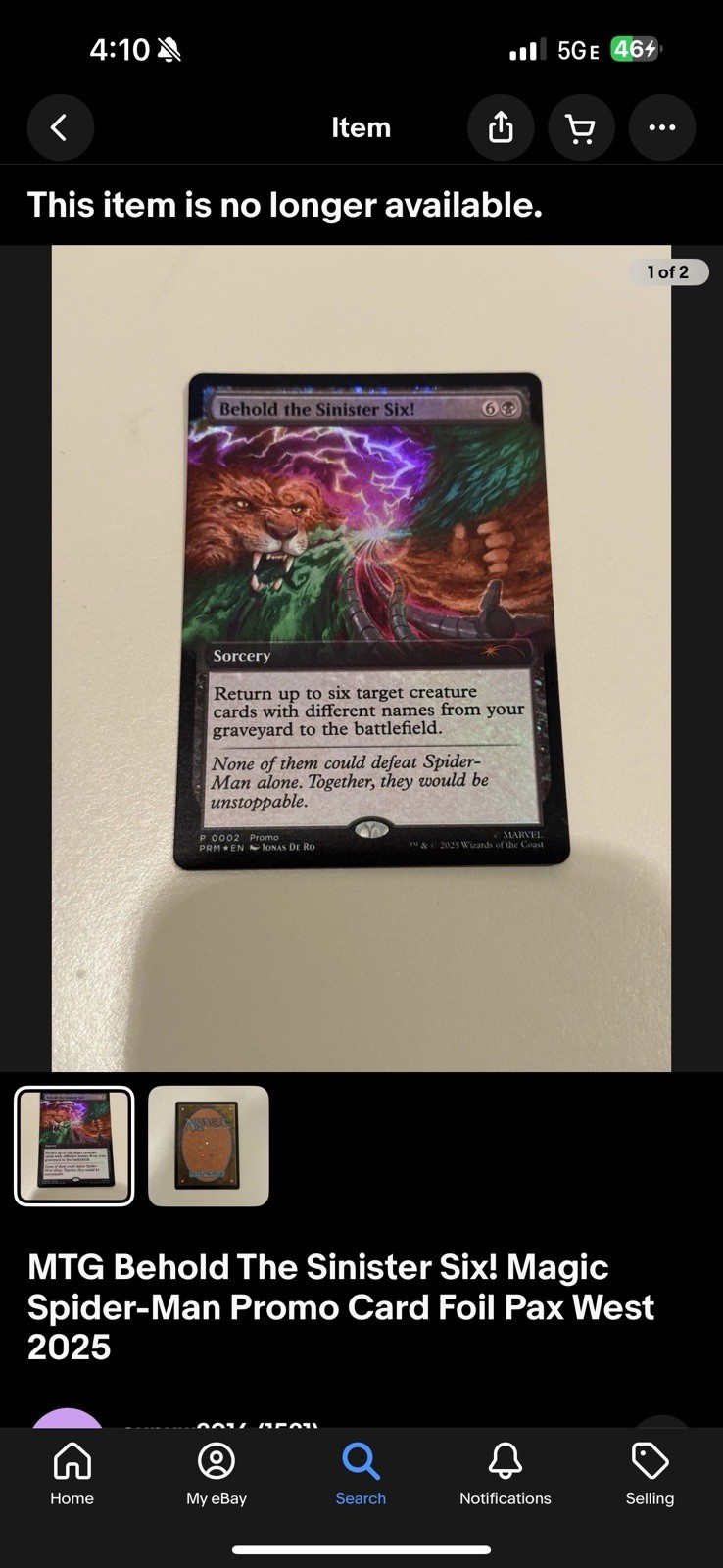 MTG Behold The Sinister Six! Magic Spider-Man Promo Card Foil Pax West ...