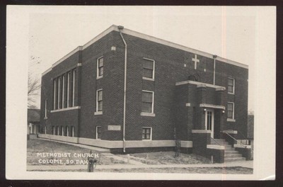 REAL PHOTO Postcard COLOME South Dakota/SD Methodist Church Building ...