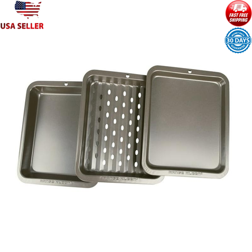 Non-Stick Toaster Oven Bakeware Set 3-Piece Compact Storage Petite Pan ...