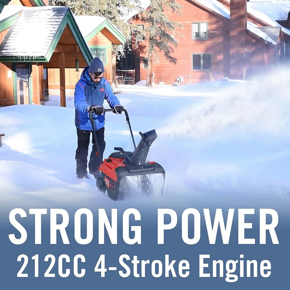 PowerSmart Single Stage Snow Blower Gas Powered 21 Inch 212CC Gasoline ...
