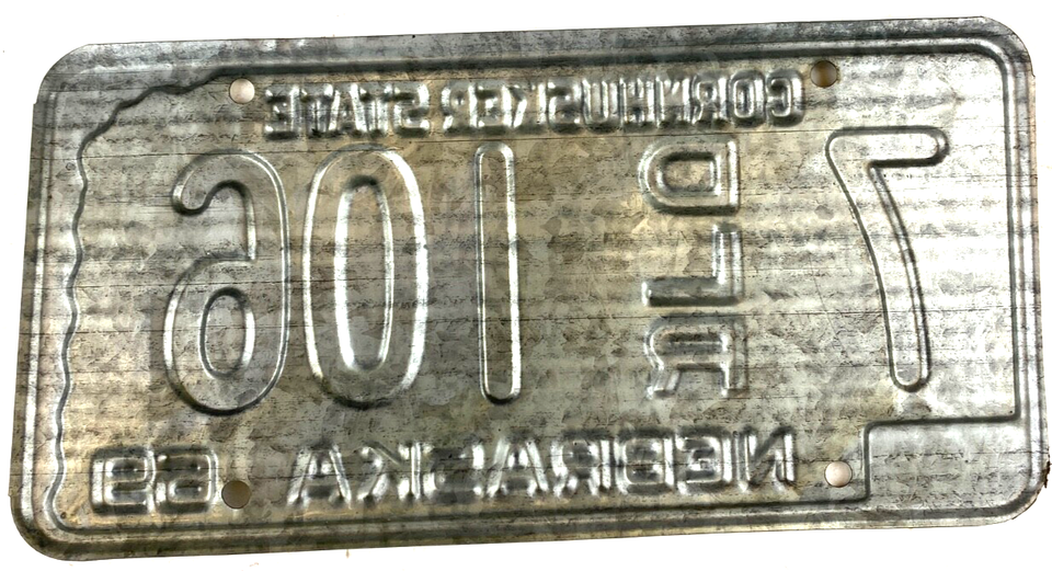 Vintage Nebraska 1969 Auto Dealer License Plate 7 106 Man Cave Madison ...