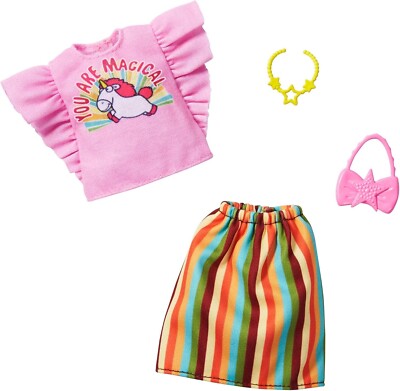 Barbie Minions Rise of Gru Striped Skirt and Pink Top Set Purse ...