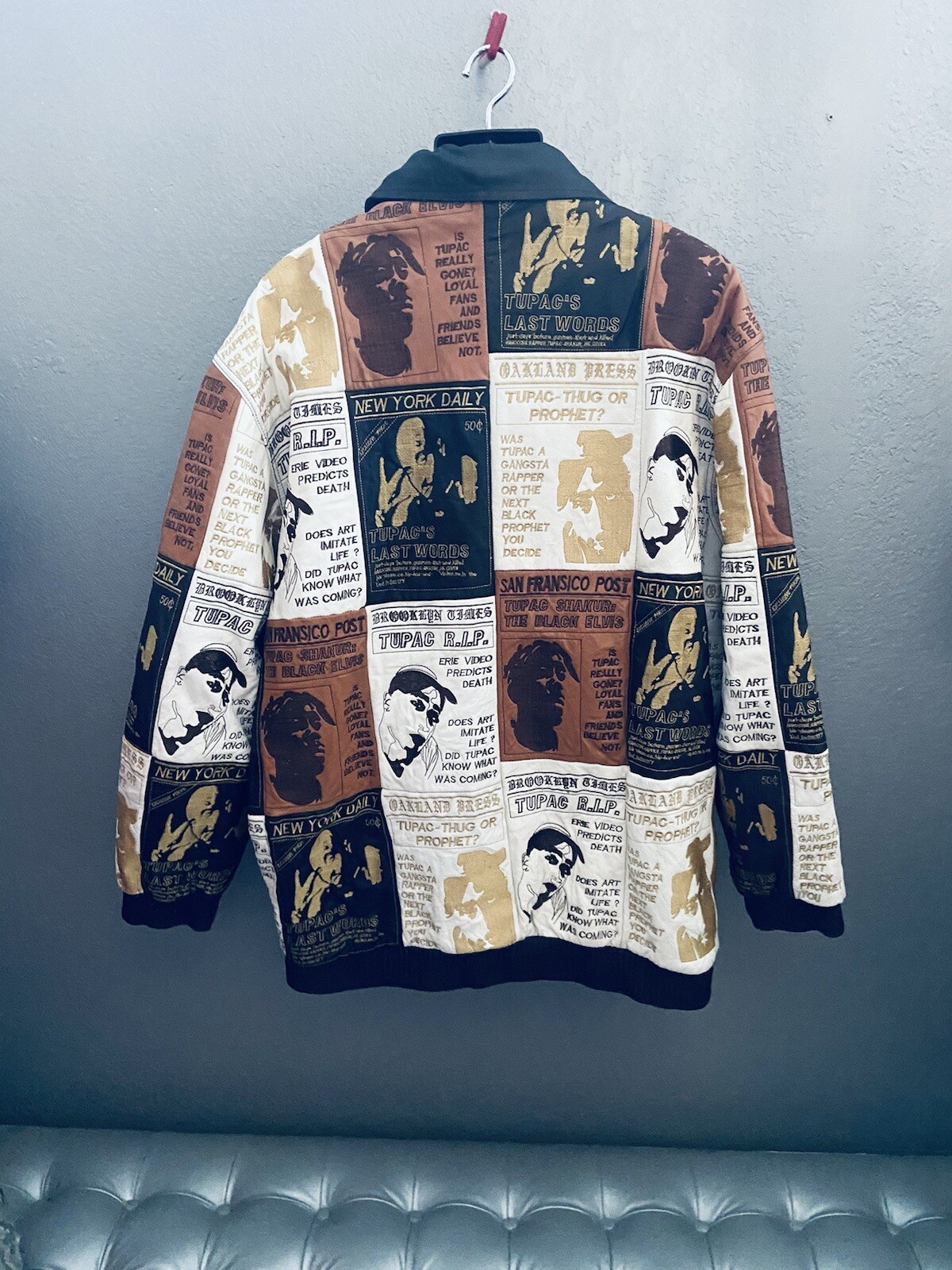Tupac 2Pac Shakur Genuine Leather Patchwork Newspaper Jacket - RARE | eBay