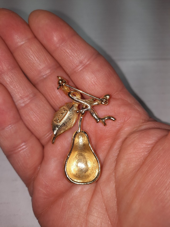 Vtg Usner Gold Dangling Pear Pin Brooch HTF | eBay