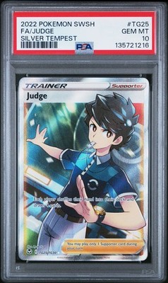 2022 Pokemon PSA 10 Gem Mint Pokemon Silver Tempest Judge Full Art TG25 ...