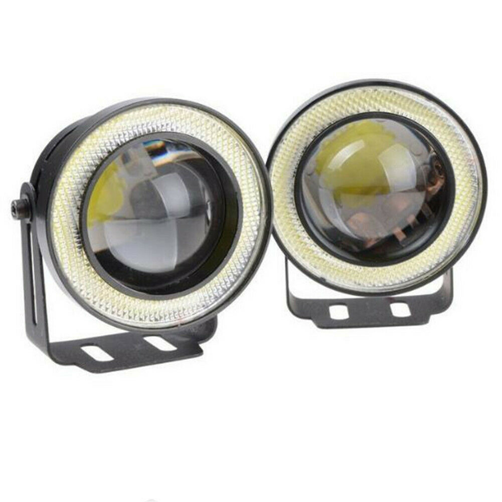 3.5" 3.5in Car LED Halo Angel Eye Lights Projector Lamp Kit Fog Light ...