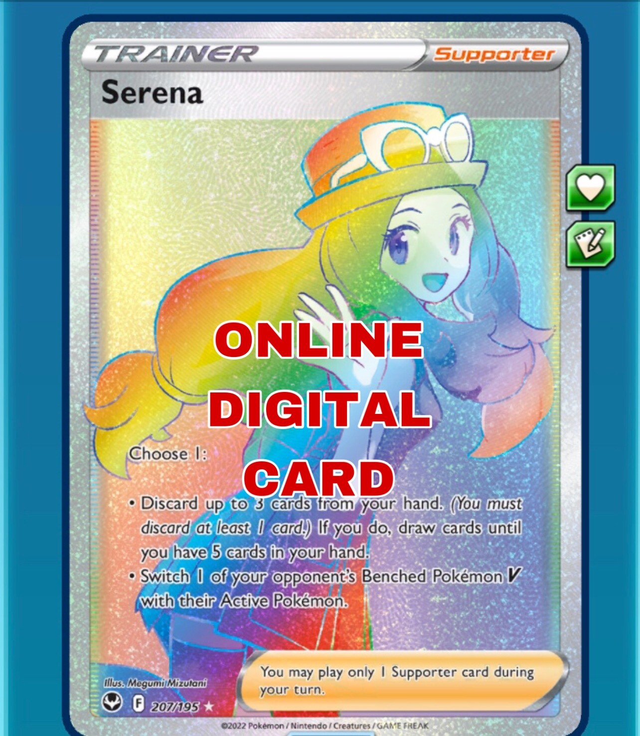 Serena 207/195 SIT Rainbow Rare Pokemon TCG Online Digital Card PTCGO ...