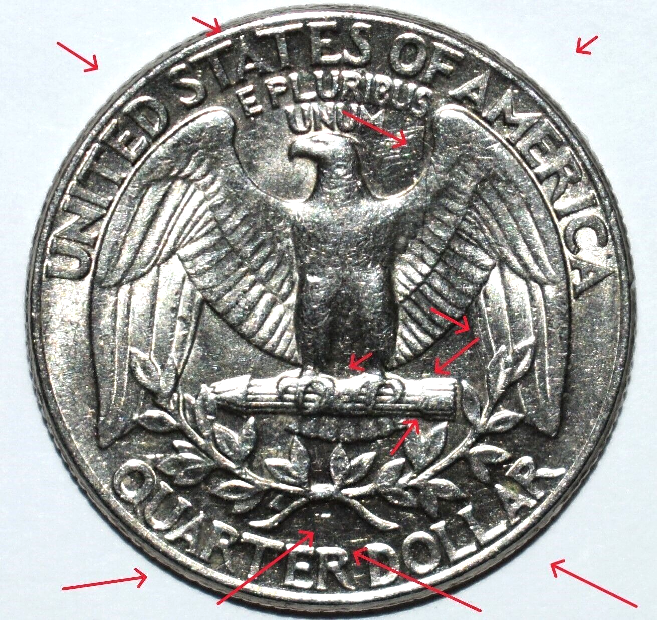 1990 D Washington Quarter Error Double-Die Mint Mark, DD Wing Die Clash ...