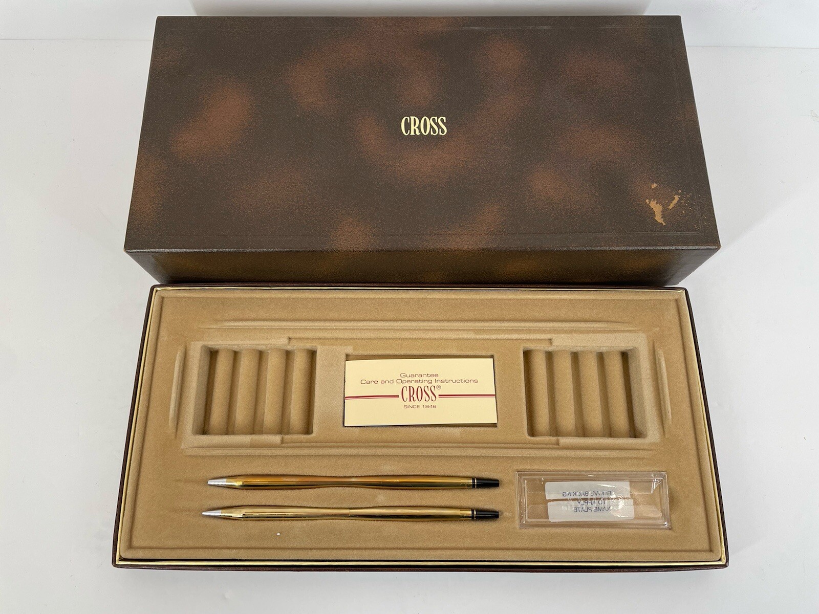 MCM Vintage Cross 1/20 10 KT Gold Filled Pen & Pencil Desk Set NO BASE ...