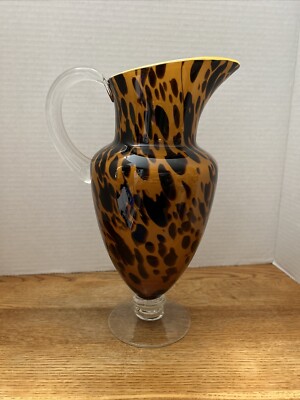 Leopard Pattern Hand Blown Pitcher Mid Size | eBay