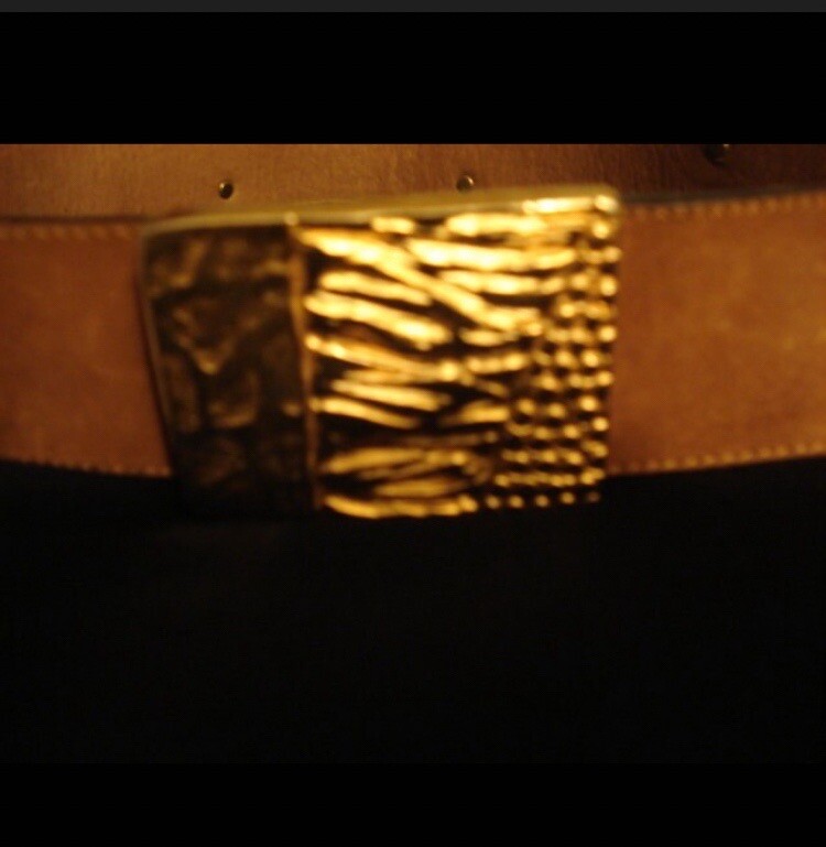 vintage 80s laurel escada brown suede logo belt gold tone buckle vtg ...