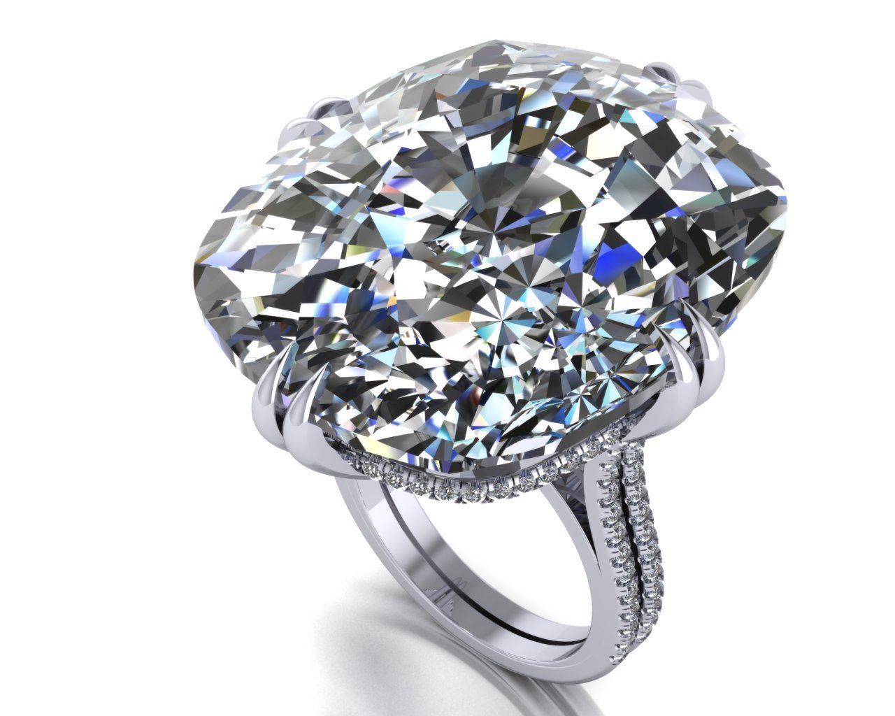 100ct Cocktail Party Ring 925 Sterling Silver Beautiful White Cushion ...