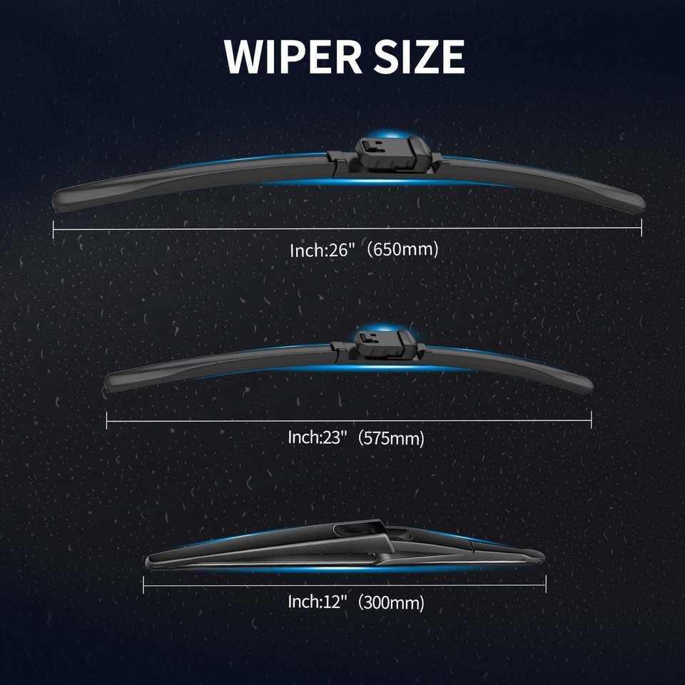 Front and Rear Windshield Wiper Blades, 3 Pcs Front and Back Windshield ...