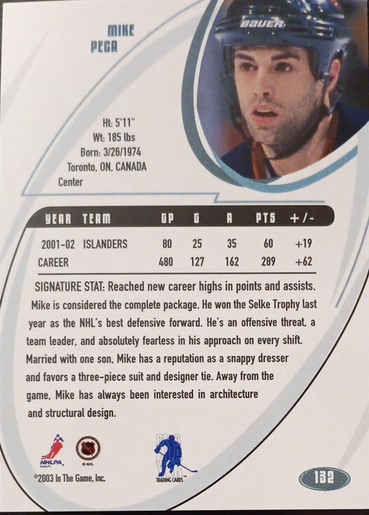 2002 - 2003 ITG Be A Player Mike Peca Signature Series #132 Hockey Card ...