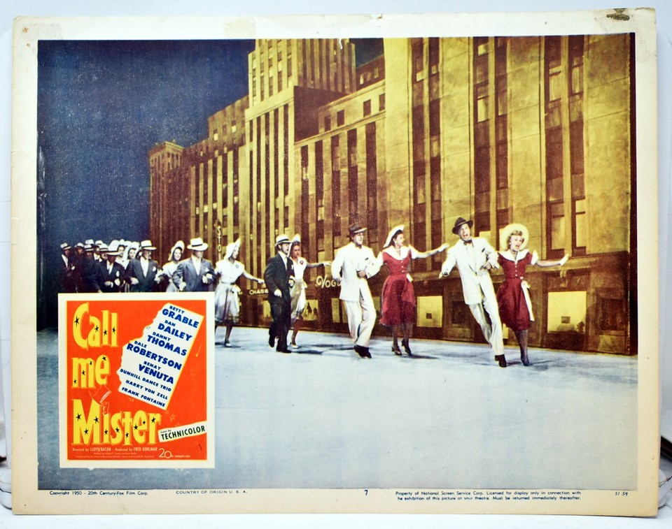 1951 Call Me Mister Betty Grable Dan Dailey Danny Thomas Dale Robertson ...