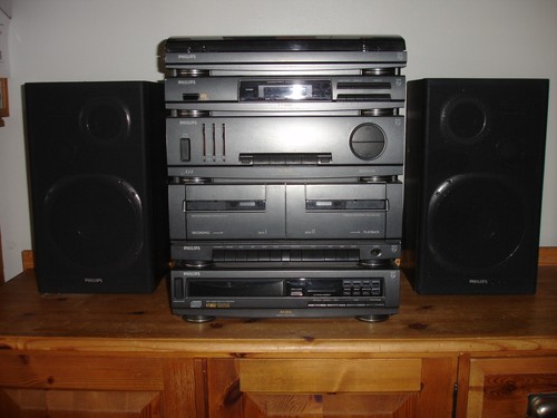 PHILIPS HI-FI STACK SYSTEM TOWER CD LP TURNTABLE TAPE DECK AMP TUNER ...