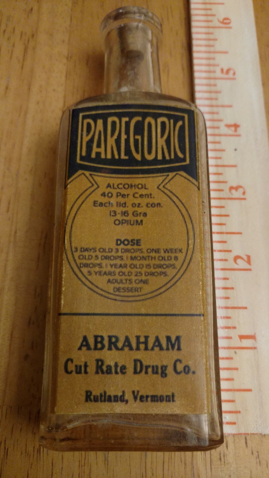 Vintage Medicine Hand Crafted Bottle, Paregoric w/Opium, Abraham (EMPTY ...