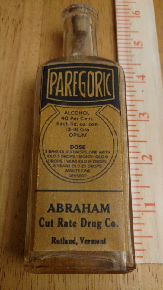 Vintage Medicine Hand Crafted Bottle, Paregoric w/Opium, Abraham (EMPTY ...