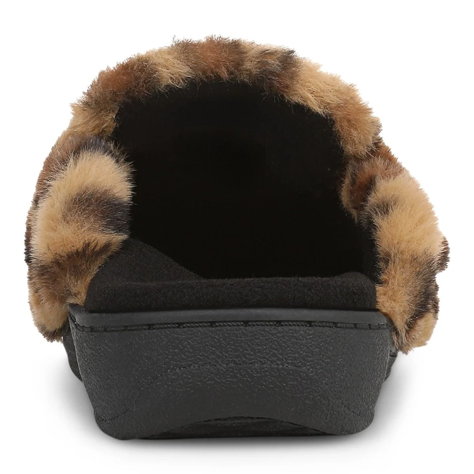 VIONIC Gemma II Mule Slippers New Full Size, Brown Leopard Print Fur ...