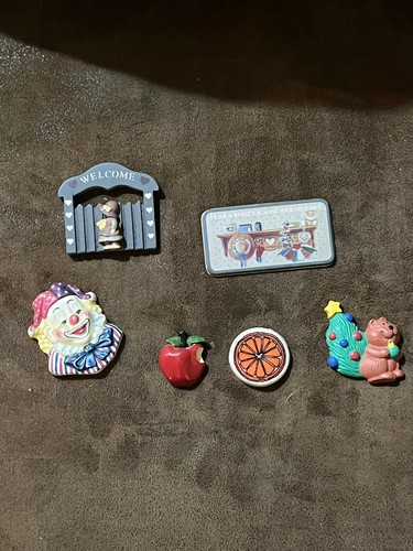 Random Lot of Vintage Magnets Fruit, Clown, Country Decor, Christmas ...