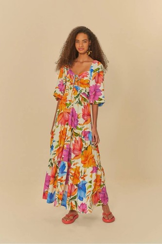 Farm Rio Brazil Colored Floral Maxi Dress Size M | eBay