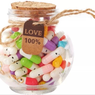 100 Pcs Message Capsules In A Glass Bottle, Love Pill Notes | eBay