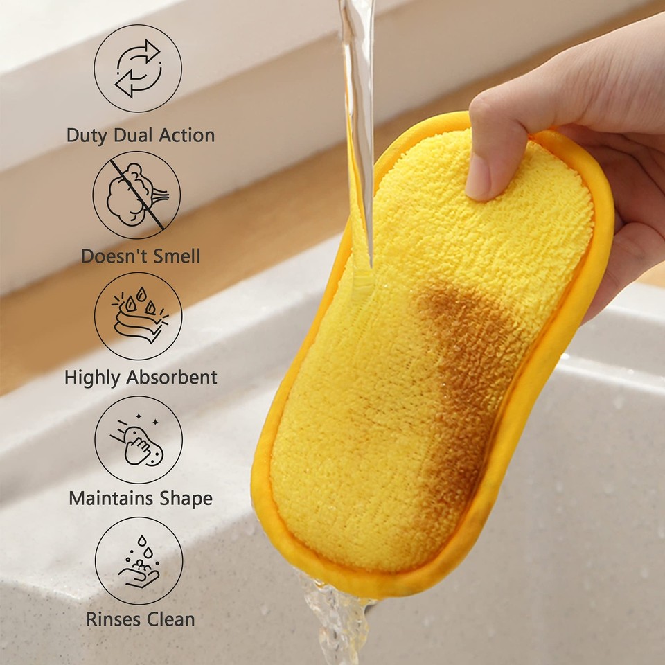 Multipurpose Kitchen Scrub Sponges Heavy Duty Cleaning Nonscratch Scrub ...
