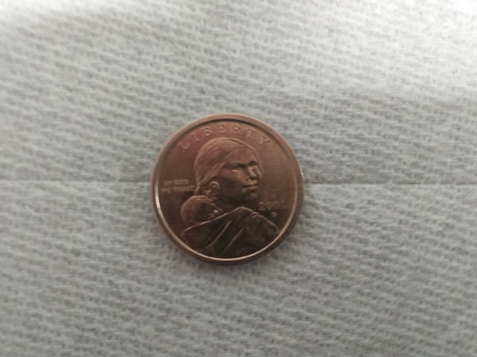 2001 D Sacagawea One Dollar US Liberty Gold Color Coin Denver Mint Rare ...