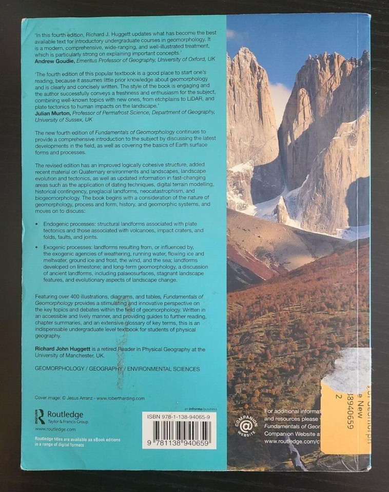 Fundamentals of Geomorphology by Richard John Huggett 4th Edition ...