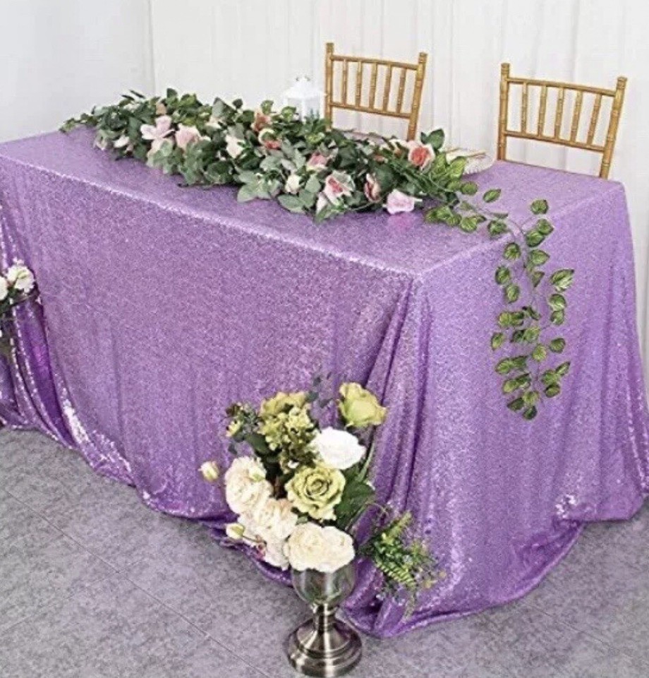 Lilac Sparkle Tablecloth Wedding Glitter Tablecloths Table Decorations ...