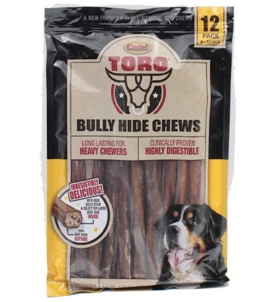 Cadet TORO Bully Hide Chews All-Natural Dog Chews - 9-12" 12-Count for ...