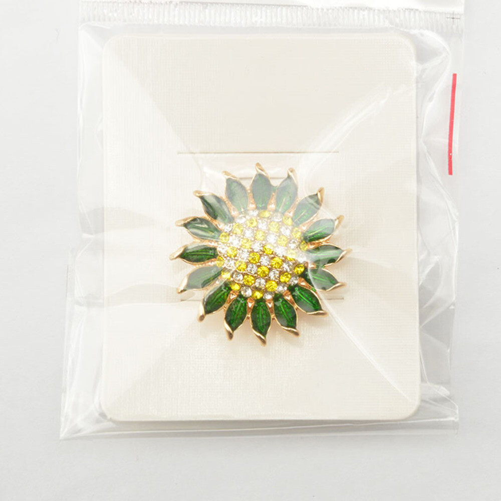 Enamel Sunflower Brooch Lapel with Rhinestone Cartoon Colored Breastpin ...