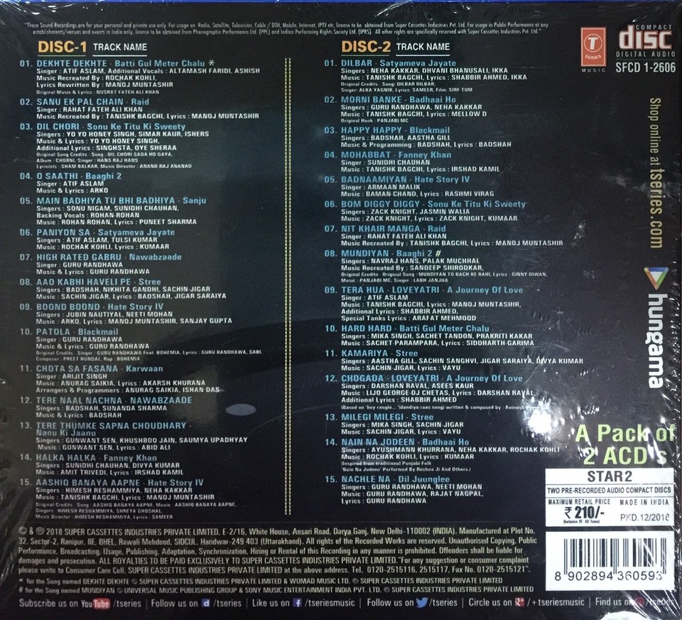 ITS ROCKING 2018 CD - 2018 BOLLYWOOD SONGS CD | eBay