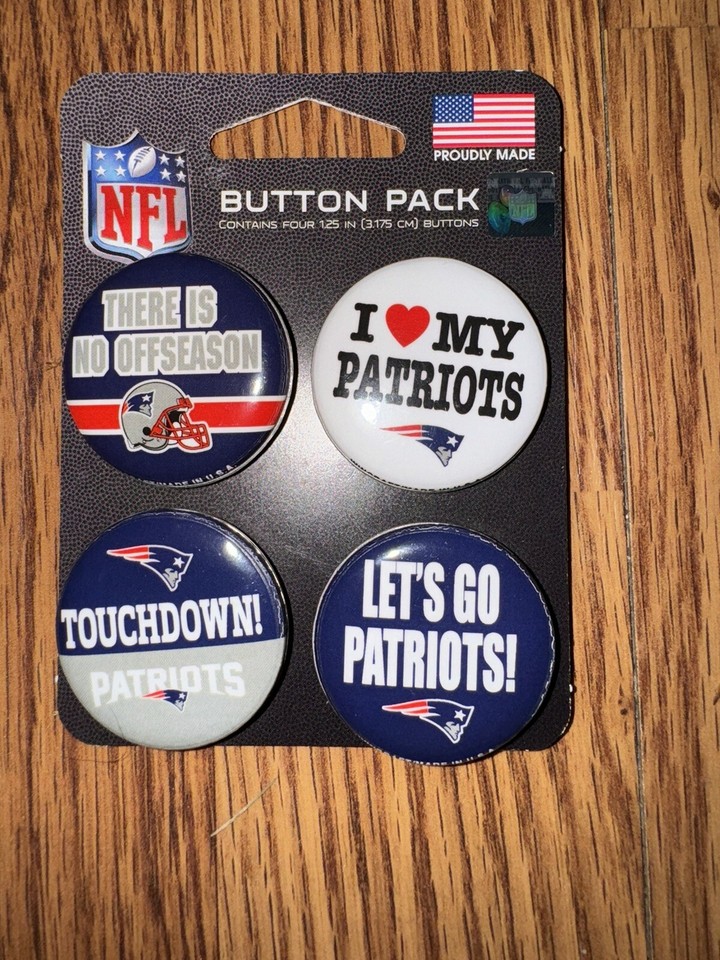 New England Patriots NFL Round Button Pins 4 Pac New | eBay
