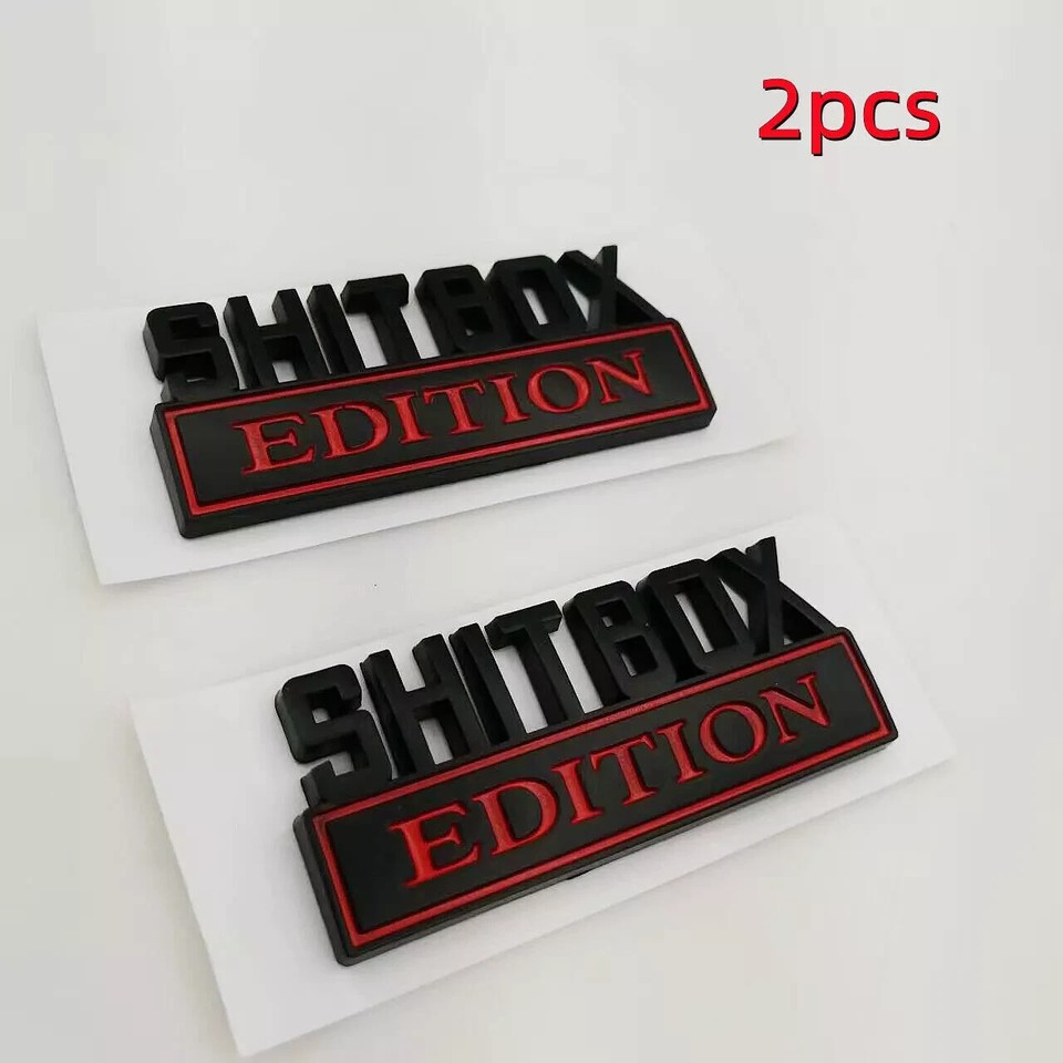 2Pcs 3D SHITBOX EDITION Emblem Decal Badge Stickers For Universal Car ...