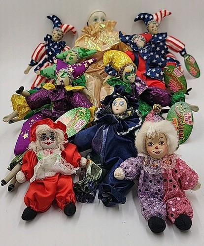 10 Vtg Porcelain Jester Doll Clown 7 Sugar Loaf Classiques, 3 Unknown ...