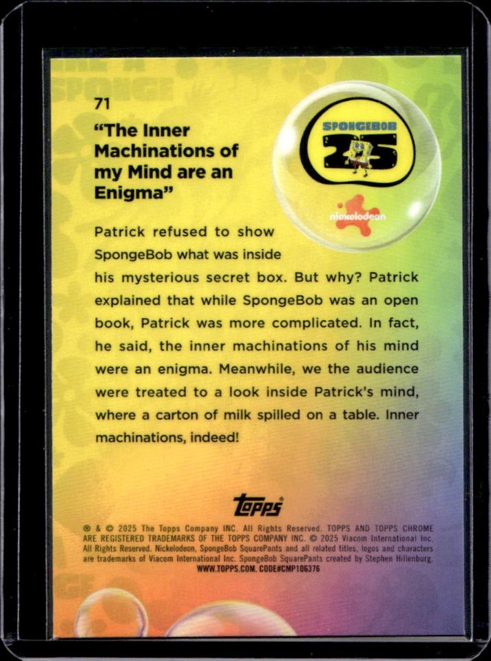2025 Topps Chrome SpongeBob The Inner Machinations of my Mind are an ...