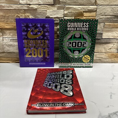 Guinness World Records 2001 , 2002 & 2008 Hardcover Record Books 3 Lot ...