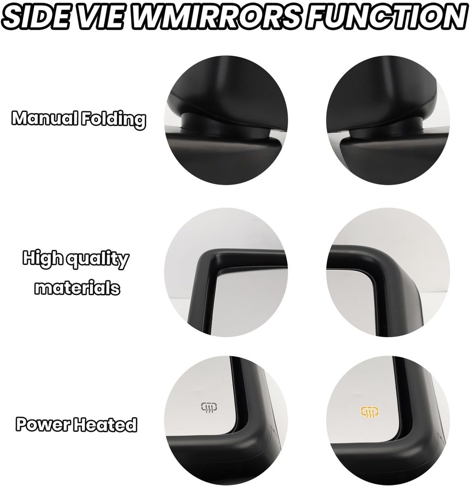 Left Driver Side Power Heated Mirror Rear For 2018-2024 Jeep Wrangler ...