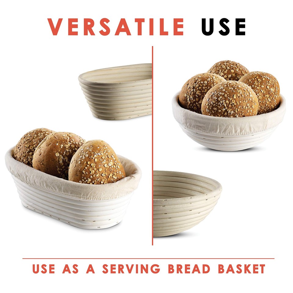 Bread Banneton Proofing Basket [Set of 2] Oval 10x6 Inch Sourdough ...
