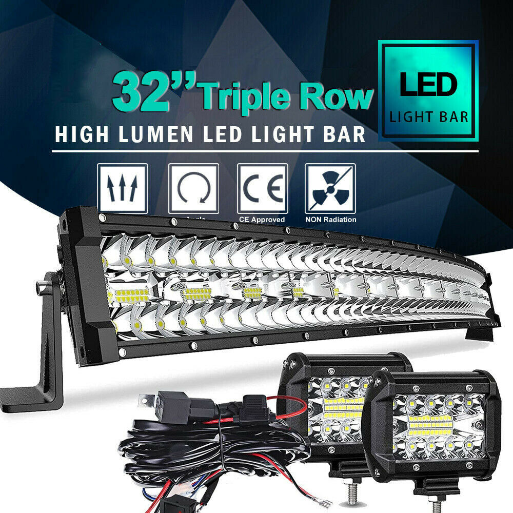Curved 32inch LED Light Bar Combo Spot Flood forTruck Offroad 2x4 ...