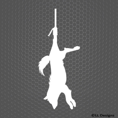 Hanging Coyote Hunting Hunter Firearms Vinyl Decal - Choose Color/Size ...