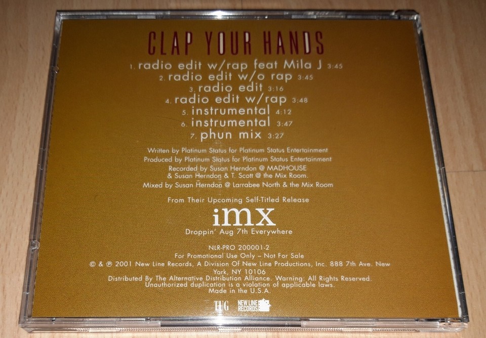 IMX - Clap Your Hands - Remix PROMO CD Single R&B Rnb MILA J, IMMATURE ...