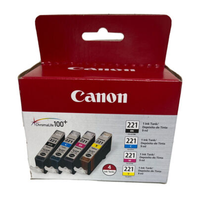 Genuine Canon CLI-221 4 Pack Ink Cartridges - Black/Cyan/Magenta/Yellow ...