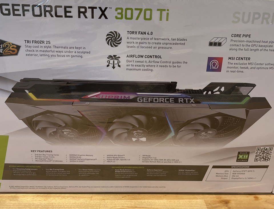 MSI GeForce RTX 3070 TI SUPRIM X 8G Graphics Board VD7700 Tri frozr2 ...